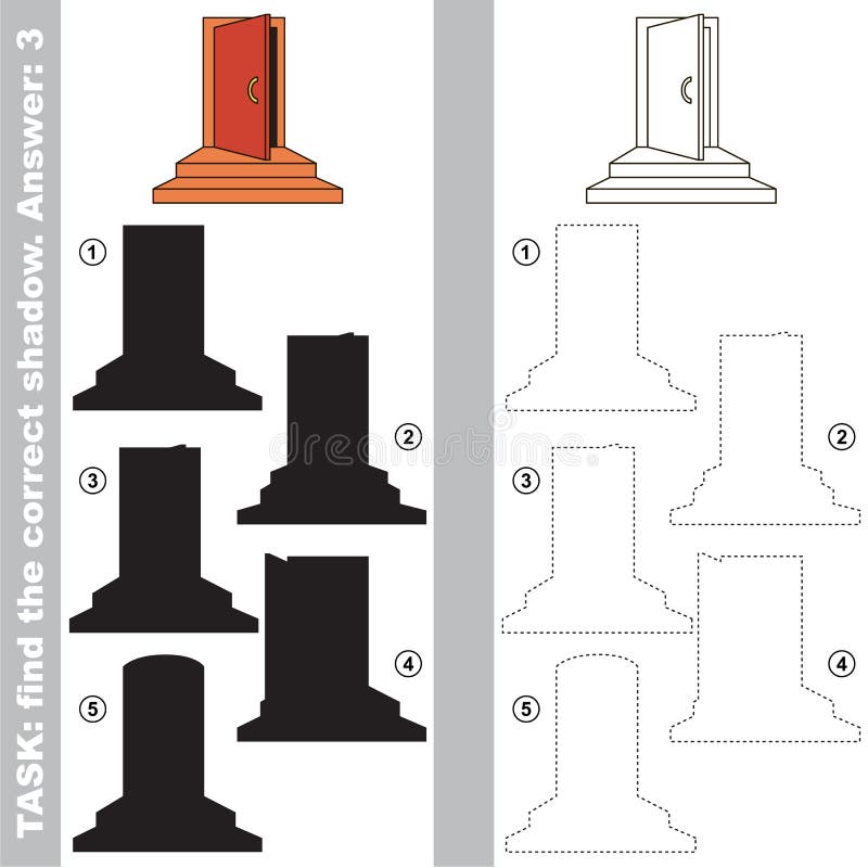 Find True Correct Shadow, the Educational Kid Game. Stock Illustration ...