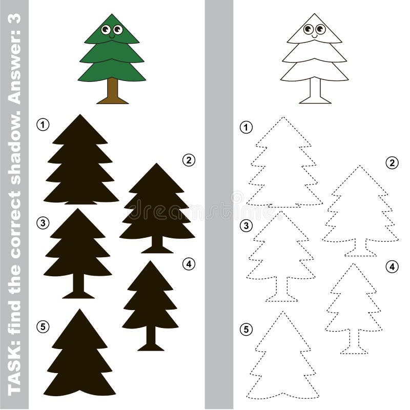 Find True Correct Shadow, the Educational Kid Game. Stock Vector ...