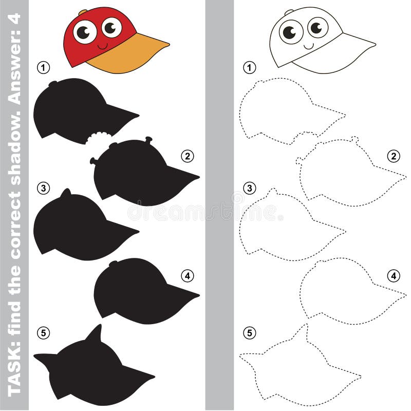 Find True Correct Shadow, the Educational Kid Game. Stock Vector ...
