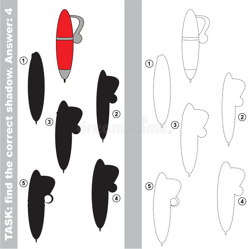 Find True Correct Shadow, the Educational Kid Game. Stock Vector ...