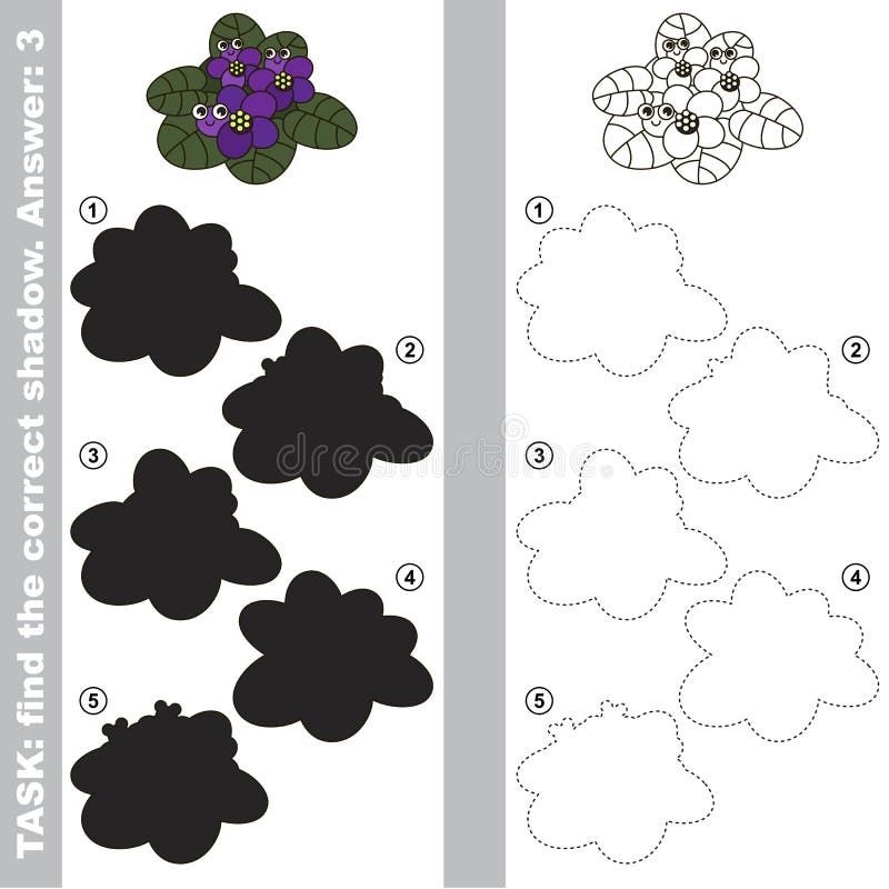 Find True Correct Shadow, the Educational Kid Game. Stock Vector ...