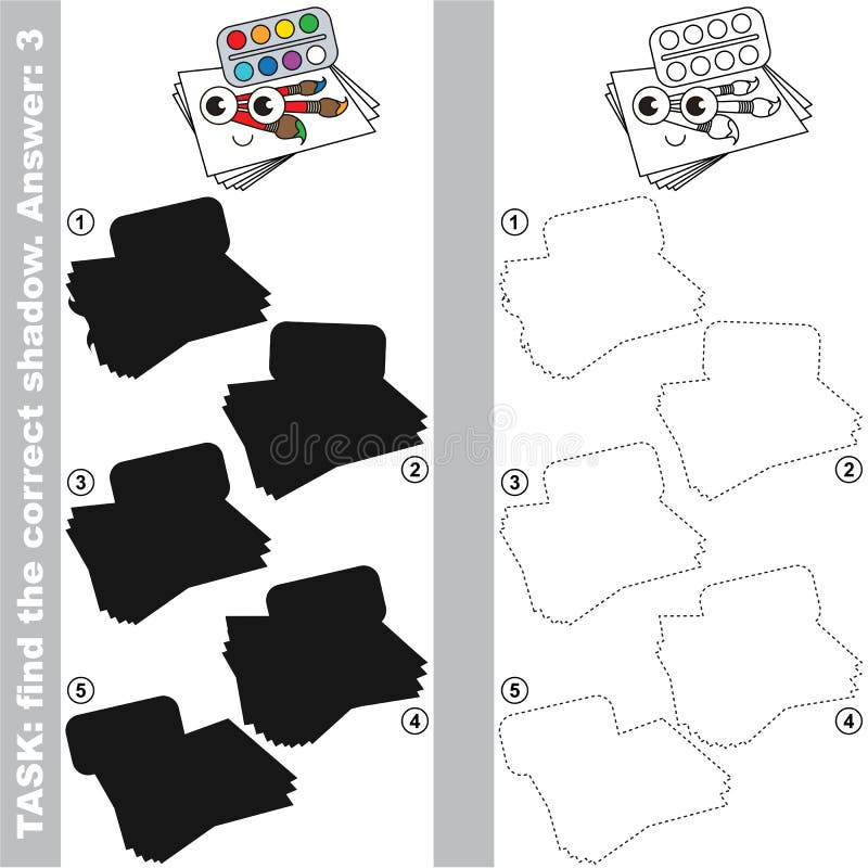 Find True Correct Shadow, the Educational Kid Game. Stock Vector ...