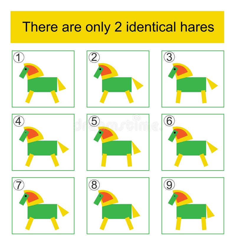 Find Two Identical Horses. Logic Game for Children. Task for the ...