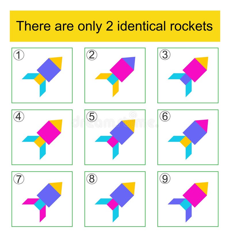 Find Two Identical Rockets. Logic Game for Children. Task for the ...