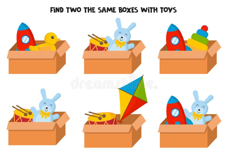 Find Two the Same Boxes with Colorful Toys Stock Vector - Illustration ...