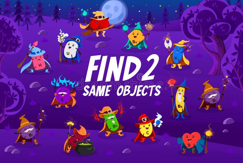 Find Two Same Cartoon Vitamin Wizard Characters Stock Illustration ...