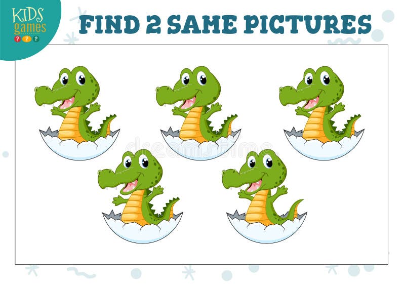 Find Two Same Pictures Kids Game Vector Illustration Stock Vector ...