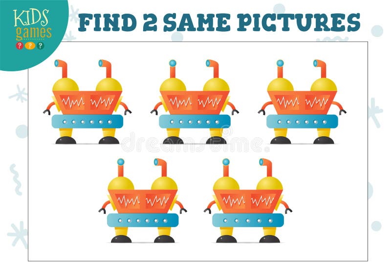 Find Two Same Pictures Kids Game Vector Illustration Stock Vector ...