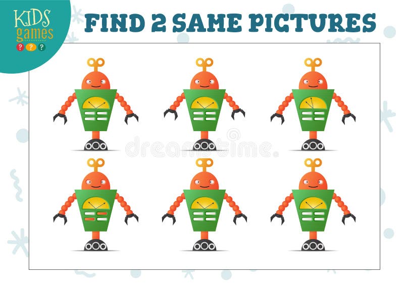 Find Two Same Pictures Kids Game Vector Illustration. Stock Vector ...