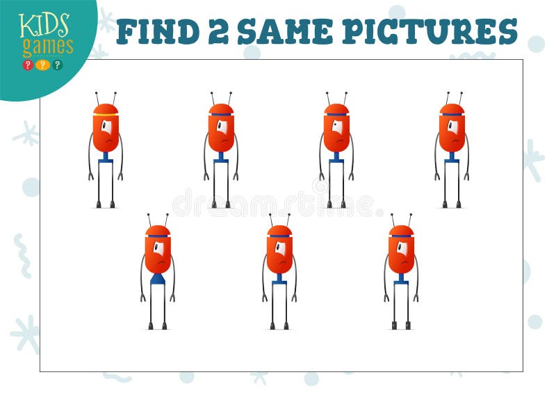 Find Two Same Pictures Kids Game Vector Illustration Stock Illustration ...