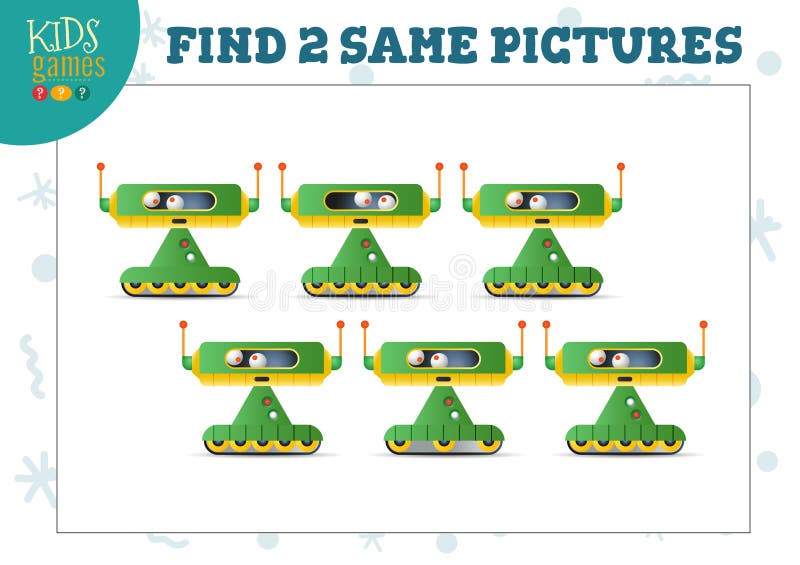 Find Two Same Pictures Kids Game Vector Illustration Stock Illustration ...