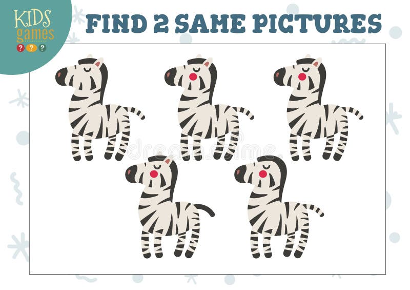 Find Two Same Pictures Kids Game Vector Illustration Stock Vector ...