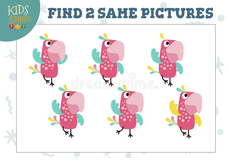 Find Two Same Pictures Kids Game Vector Illustration Stock Illustration ...