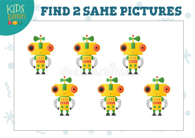 Find Two Same Pictures Kids Game Vector Illustration Stock Illustration ...