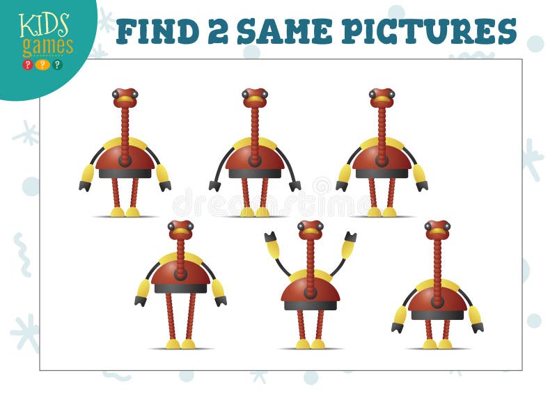 Find Two Same Pictures Kids Game Vector Illustration Stock Vector ...
