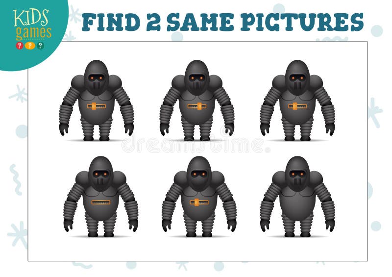Find Two Same Pictures Kids Game Vector Illustration Stock Vector ...