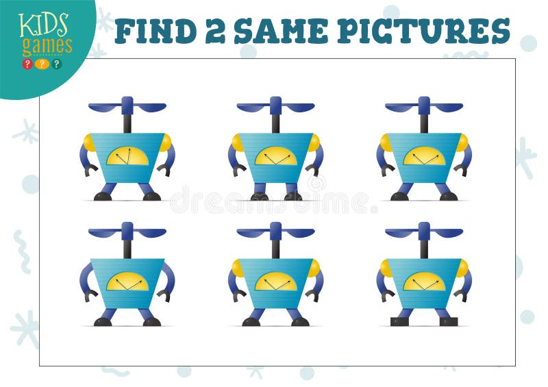 Find Two Same Pictures Kids Game Vector Illustration. Stock Vector ...
