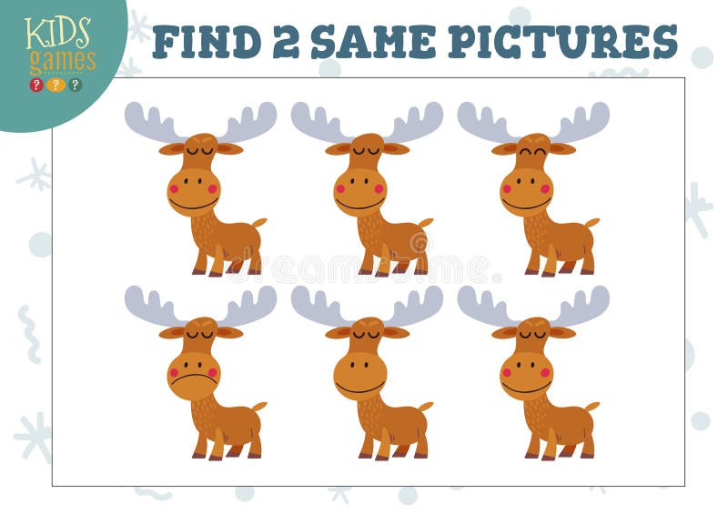Find Two Same Pictures Kids Game Vector Illustration. Stock Vector ...