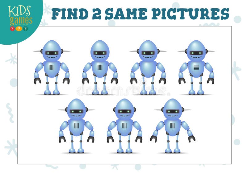 Find Two Same Pictures Kids Puzzle Vector Illustration Stock Vector ...