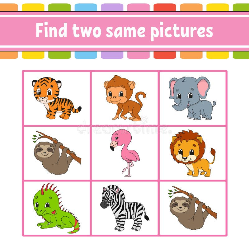 Find Two Same Pictures. Task for Kids. Education Developing Worksheet ...