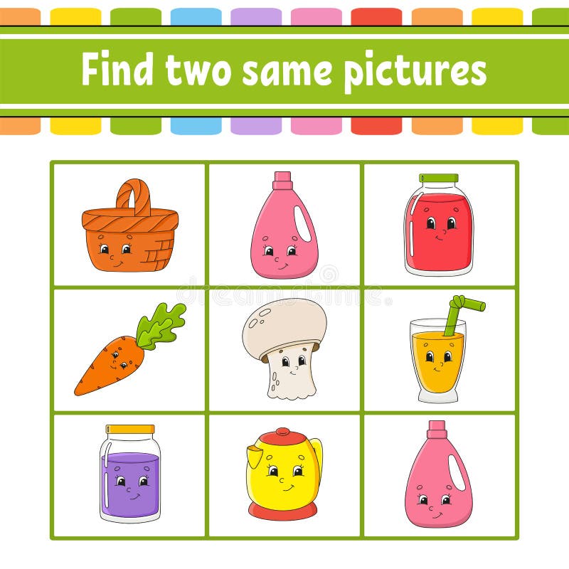 Find Two Same Pictures. Task for Kids. Education Developing Worksheet ...