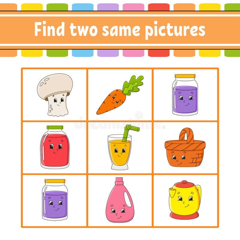 Memory Game Kids Find Difference Stock Illustrations – 936 Memory Game ...