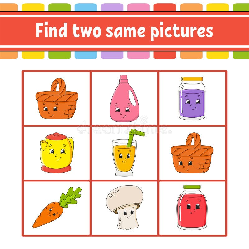 Find Two Same Pictures. Task for Kids. Education Developing Worksheet ...