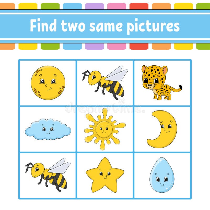 Find Two Same Pictures. Task for Kids. Education Developing Worksheet ...