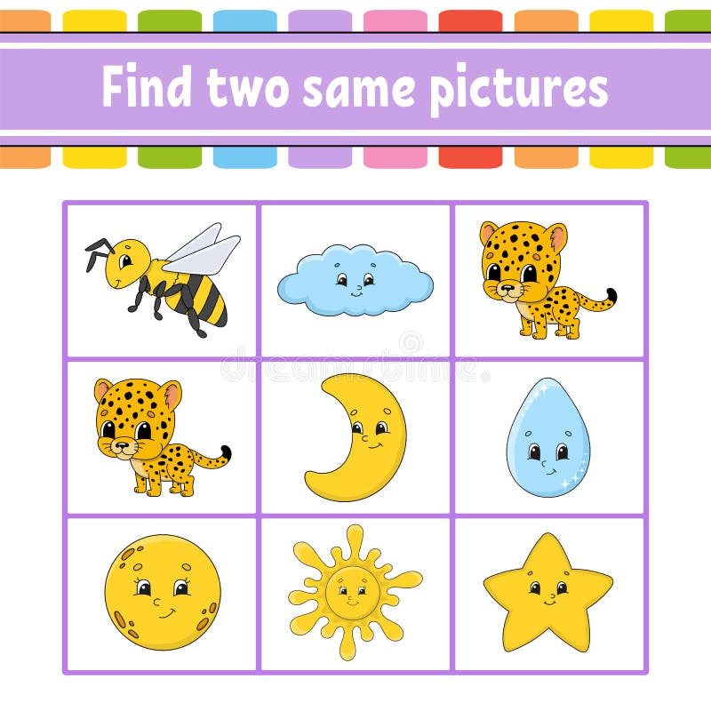 Find Two Same Pictures. Task for Kids. Education Developing Worksheet ...