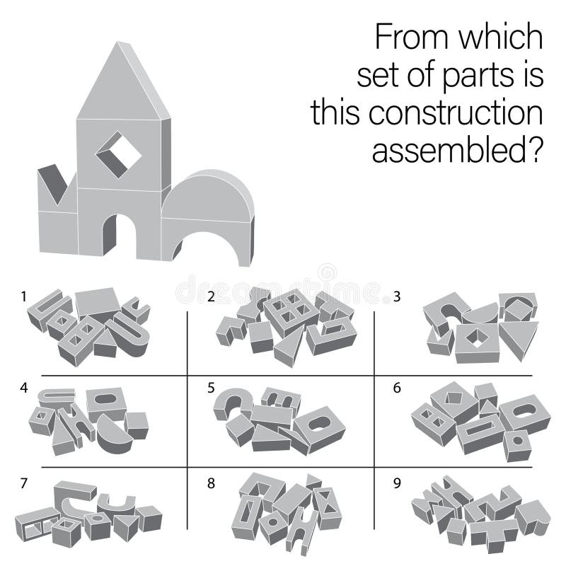 Find Which Set of Parts is this Construction Assembled Stock Vector ...