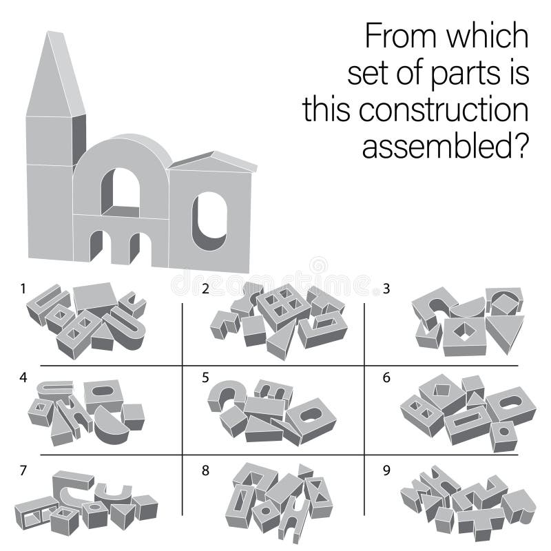 Find Which Set of Parts is this Construction Assembled Stock Vector ...