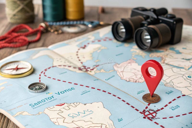 Find Your Way with a Map and Location Pin Stock Illustration ...