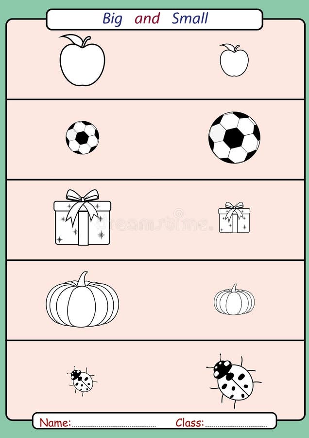 Finden Sie Groß Oder Klein, Arbeitsblatt Für Kinder, Gegenüber Von ...