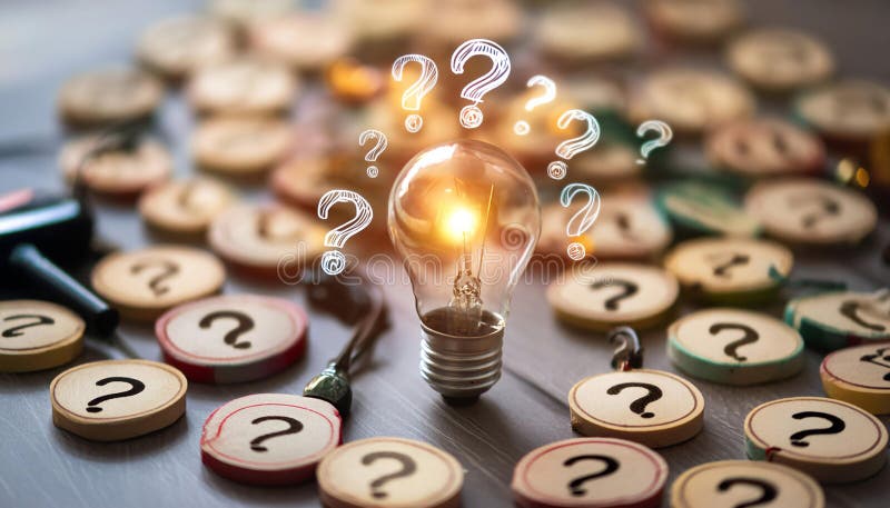 Finding an Answer and Solutions, Featuring Symbols Like a Light Bulb ...