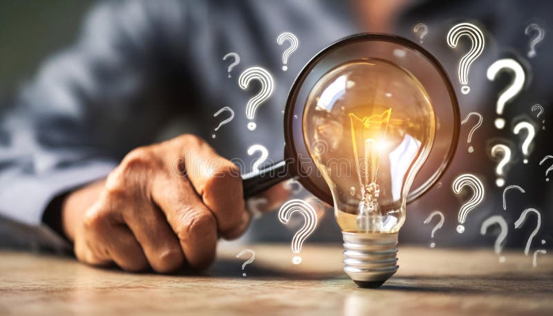 Finding an Answer and Solutions, Featuring Symbols Like a Light Bulb ...