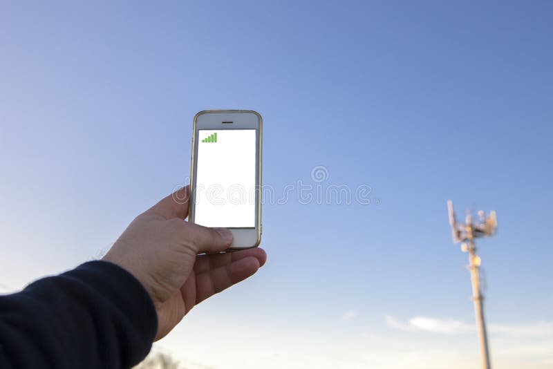 Finding Any Mobile Phone Coverage Stock Image - Image of holding, hand ...