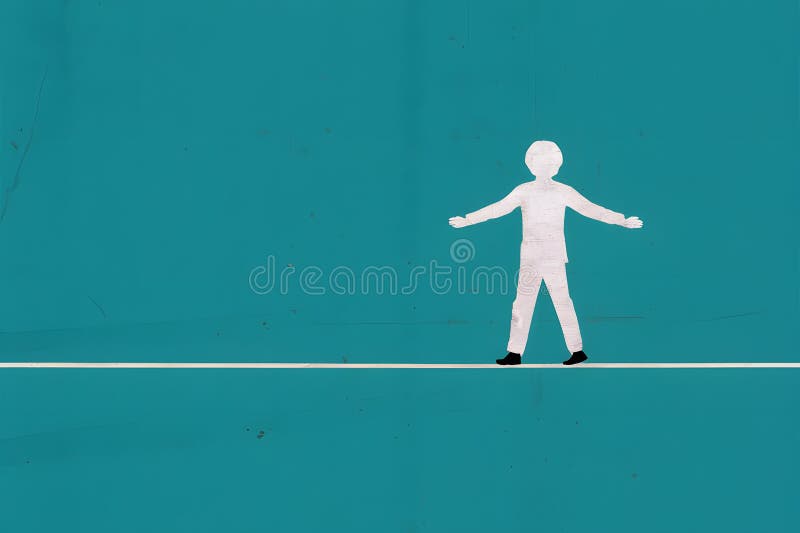 Finding Balance Person Walks Tightrope, Symbolizing Harmony and ...