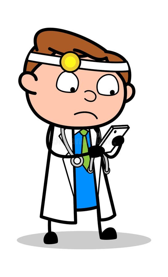 Finding Contact - Professional Cartoon Doctor Vector Illustration Stock ...
