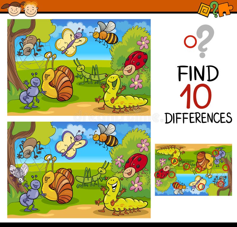 Finding Differences Game Cartoon Stock Vector - Illustration of puzzle ...