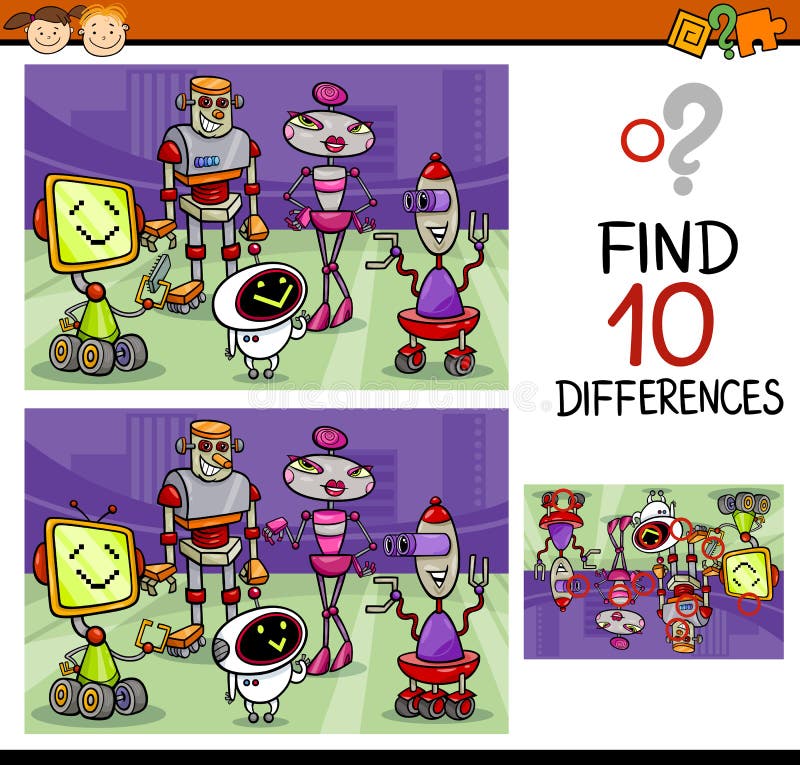 Finding Differences Game Cartoon Stock Vector - Illustration of cartoon ...
