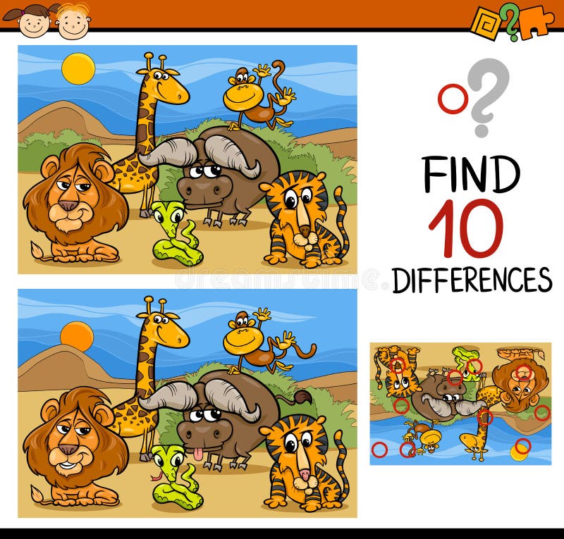 Finding Differences Game Cartoon Stock Vector - Illustration of cartoon ...