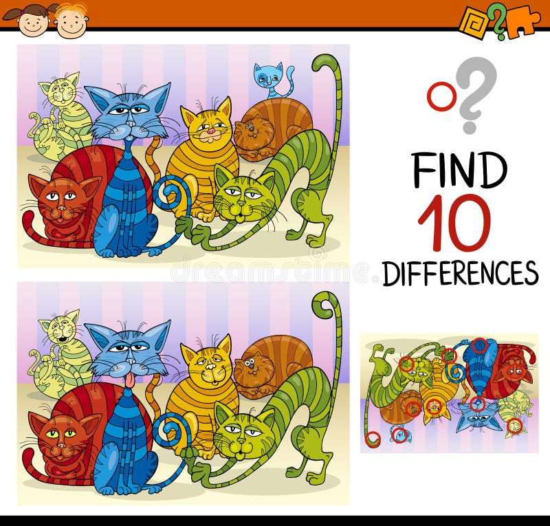 Finding Differences Game Cartoon Stock Vector - Illustration of ...