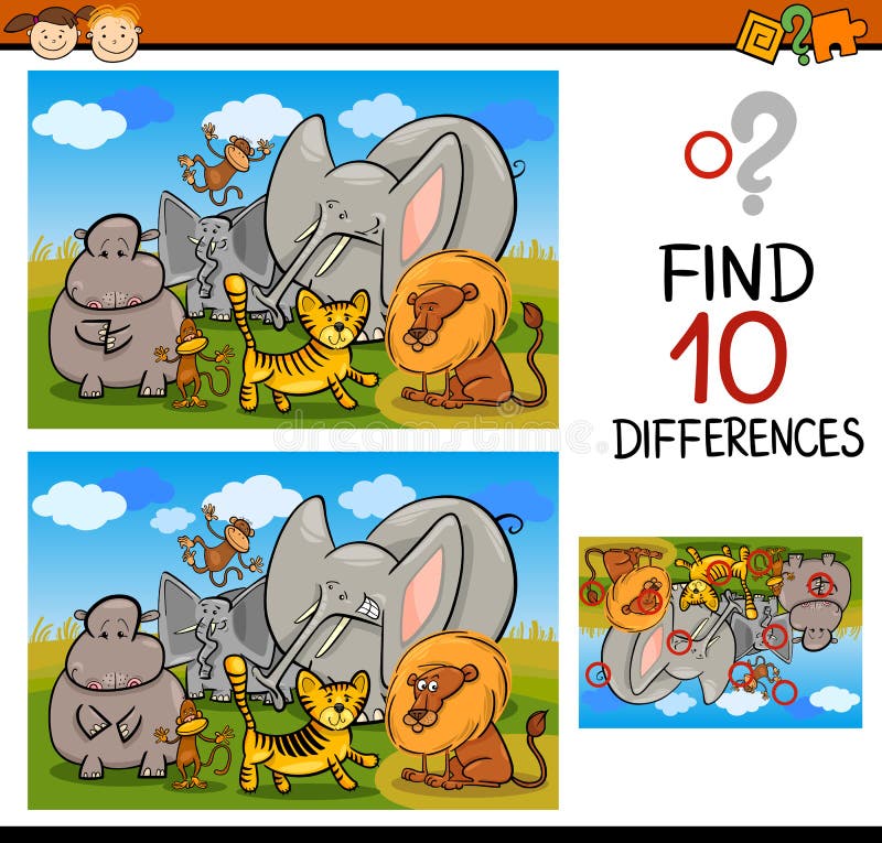 Finding Differences Game Cartoon Stock Vector - Illustration of happy ...