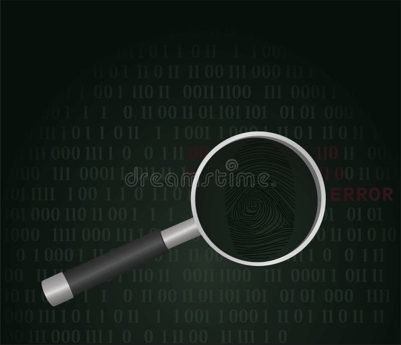 Fingerprint Magnifying Glass Binary Code Security Stock Illustrations – 37 Fingerprint ...