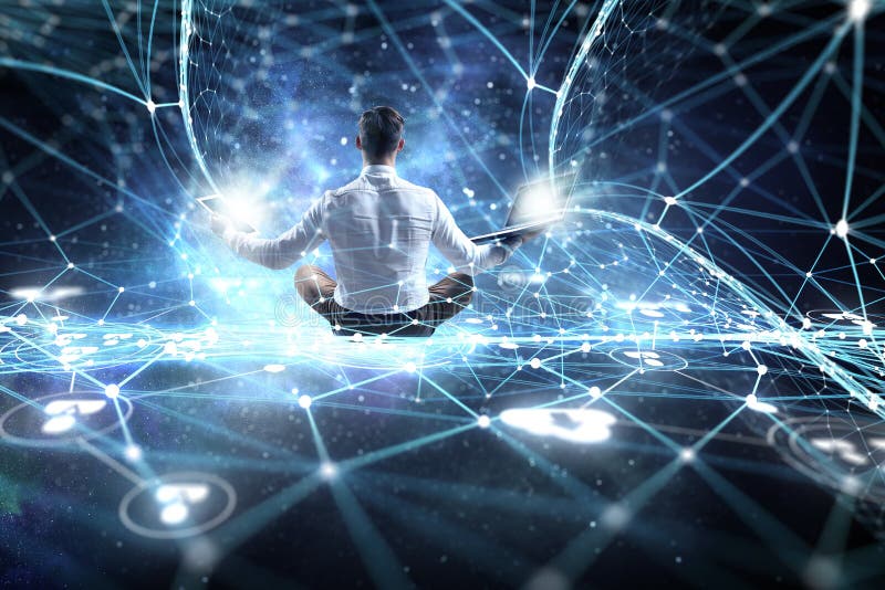 He is Finding His Center . Mixed Media Stock Photo - Image of 3drender ...