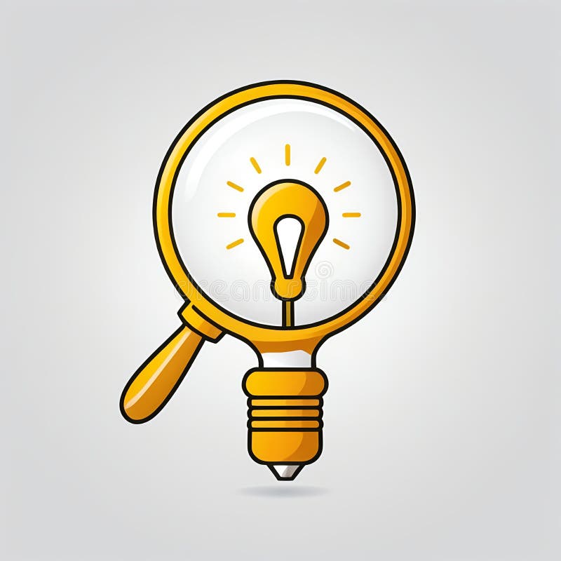 Finding an Idea Light Bulb with Magnifying Glass Concept Stock ...