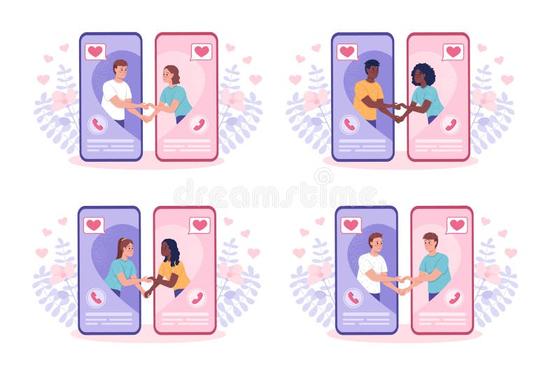 Finding Ideal Partner through Dating App Flat Concept Vector ...