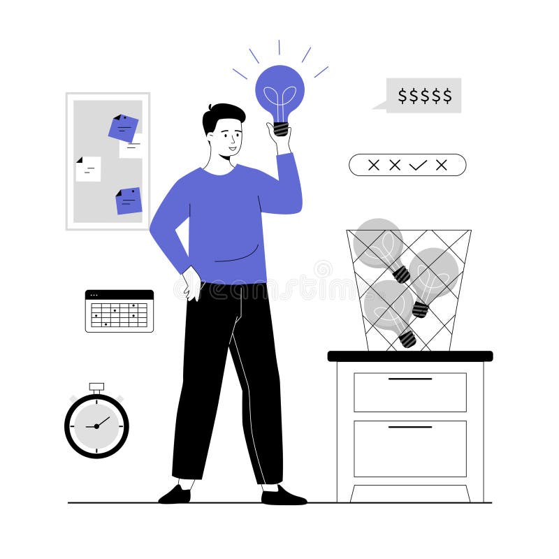 Brainstorming Process Concept. Thinking Process and Brain Activity. Silhouette Human Head with ...