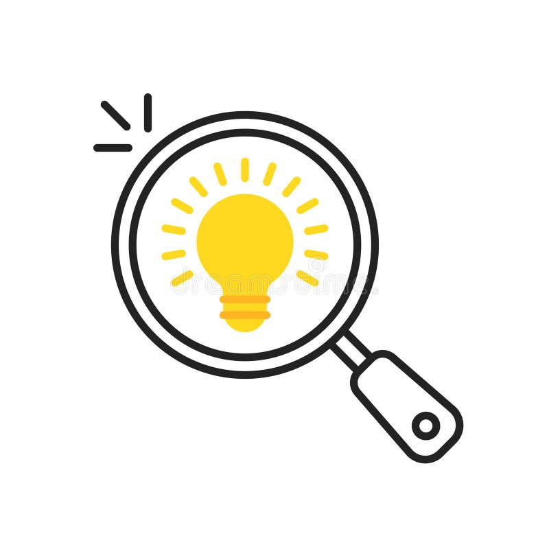 Finding Ideas Icon with Thin Line Magnifier Stock Vector - Illustration ...