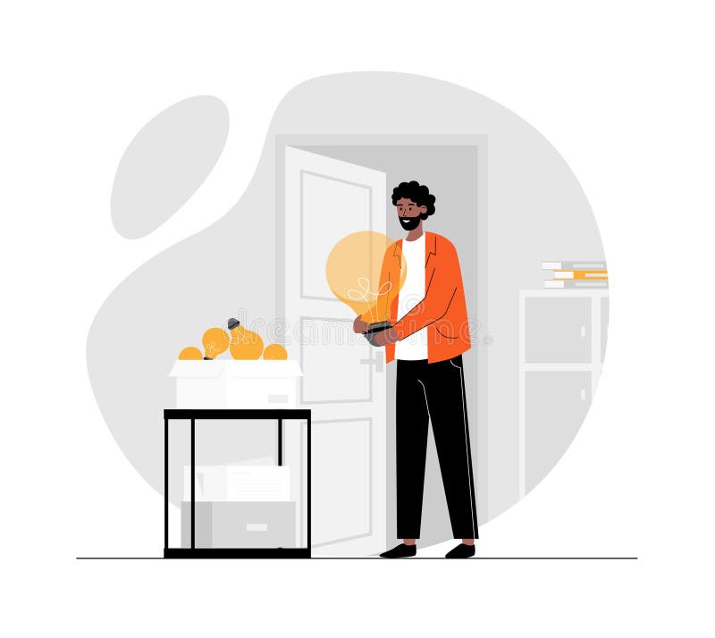 Finding Ideas, Solutions, Thinking, Brainstorming Process. Man Coming ...